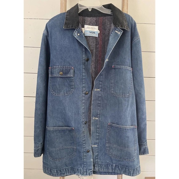 Vintage | Jackets & Coats | Vtg 7s Sears Work Leisure Chore Denim Jacket Coat Blanket Lining ...